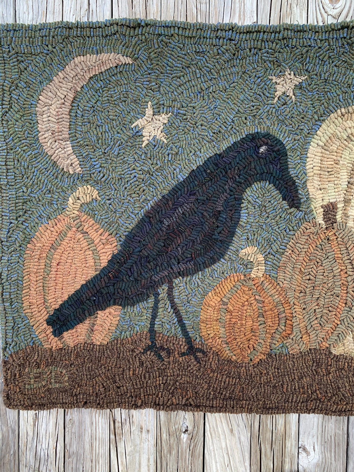Rug Hooking Pattern Crow and Pumpkins 29 X 37 Primitive | Etsy