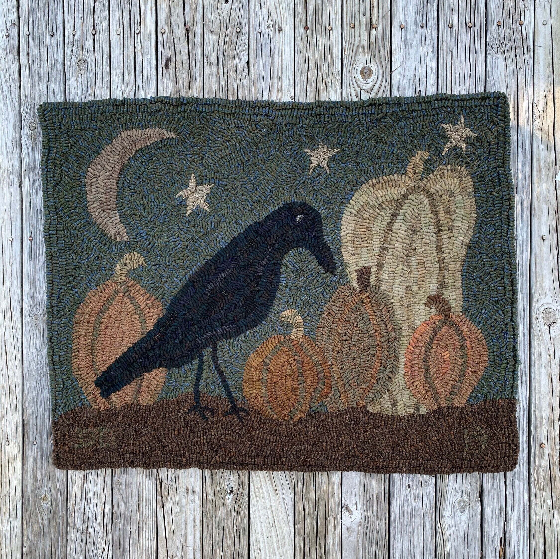 Rug Hooking Pattern Crow and Pumpkins 29 X 37 Primitive - Etsy