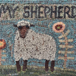 Rug Hooking PATTERN, the Lord is My Shepherd, 17x36, Primitive, Sheep, Psalm 23, Scripture ...