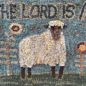 Rug Hooking PATTERN, the Lord is My Shepherd, 17x36, Primitive, Sheep, Psalm 23, Scripture ...