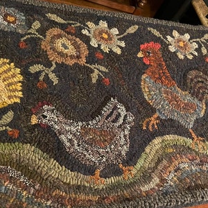 Rug Hooking PATTERN, Chicken Stroll, 23x54, 17x40, Chicken, Rooster ...