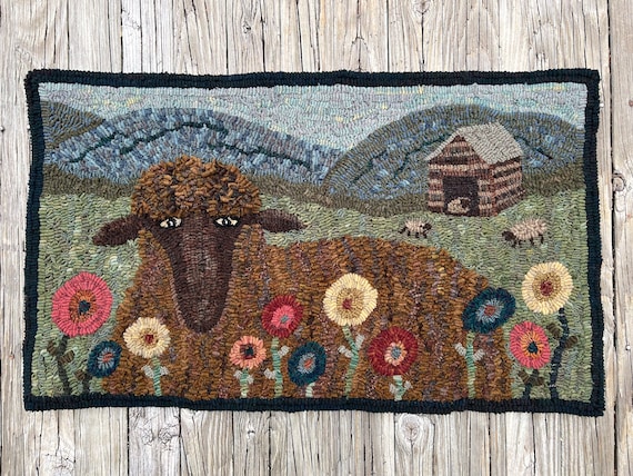 Rug Hooking PATTERN Pasture Sheep 23.5 X 39.5 Primitive - Etsy