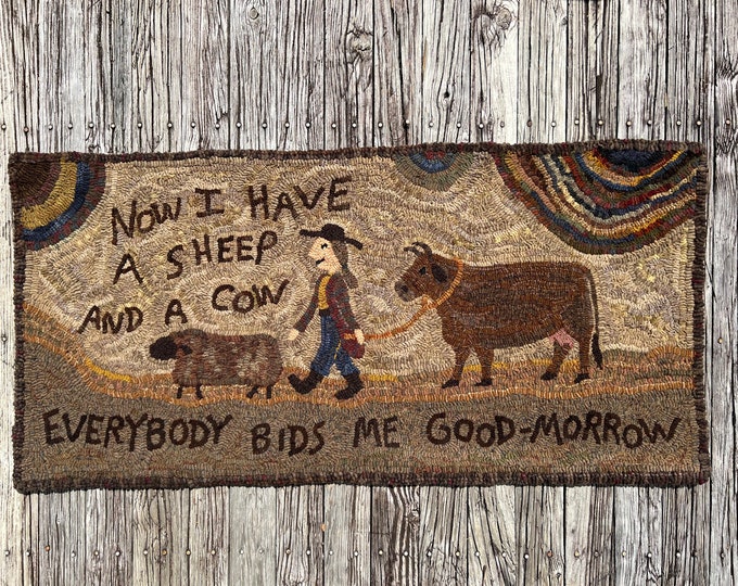 Rug Hooking PATTERN, Good-morrow, 25”x53”, Primitive, Sheep, Cow ...