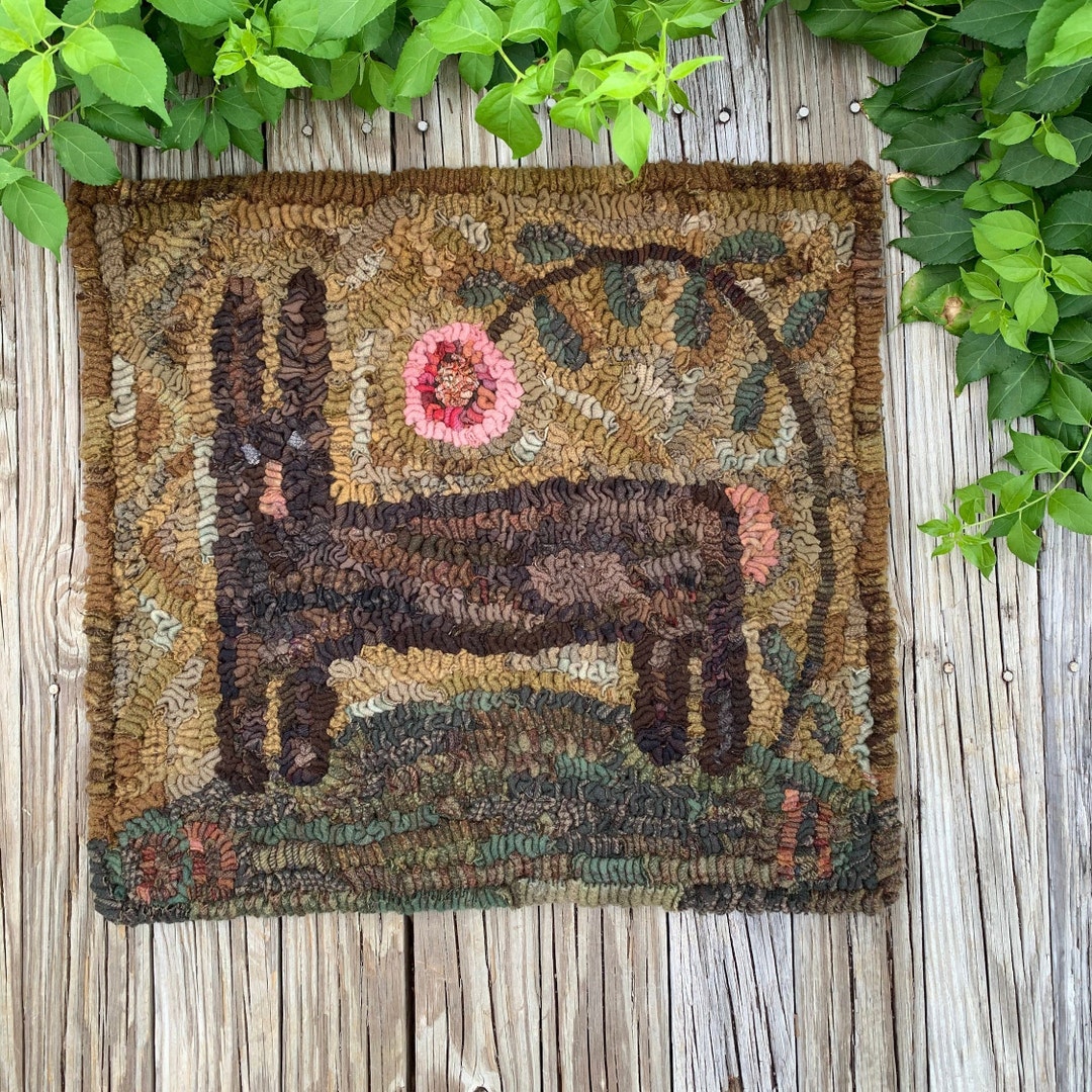 Rug Hooking Pattern, Posie Rabbit, 21 X 23, Primitive, Hooked Rug, DIY ...