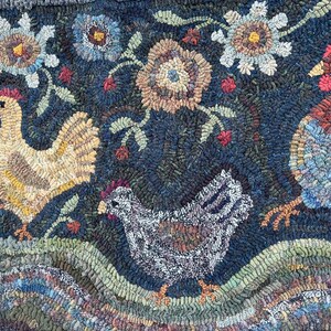 Rug Hooking PATTERN, Chicken Stroll, 23x54, 17x40, Chicken, Rooster ...