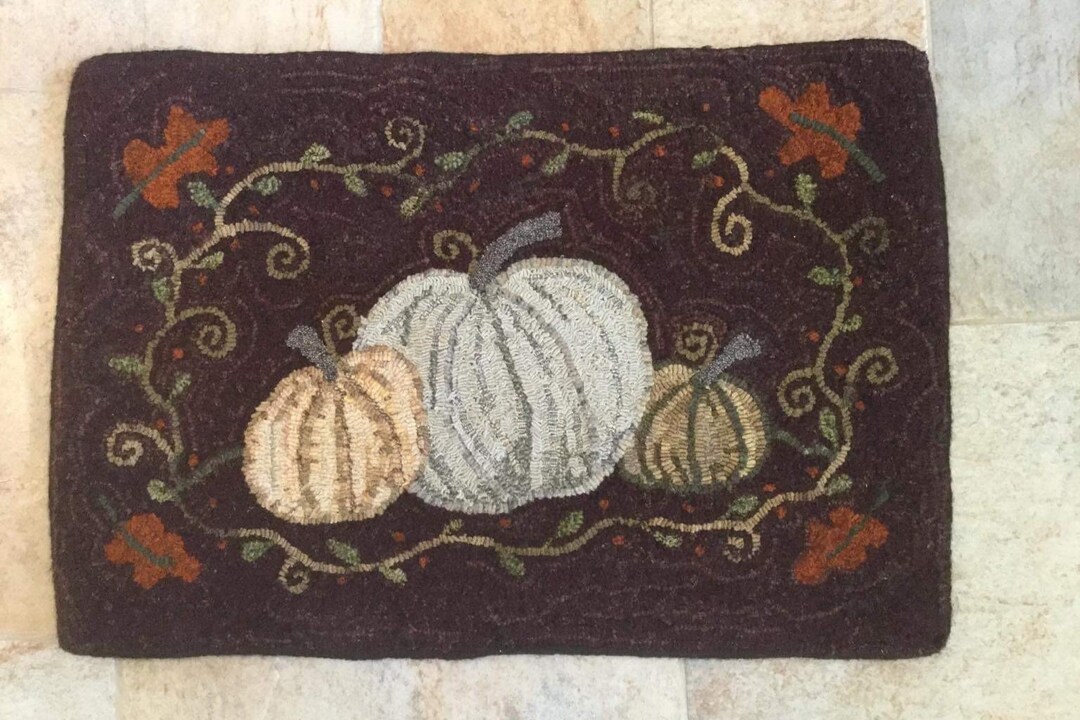 Rug Hooking Pattern, Fall Pumpkins, 18x27, Primitive Hooked Rug ...