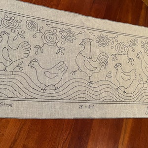 Rug Hooking PATTERN, Chicken Stroll, 23x54, 17x40, Chicken, Rooster ...