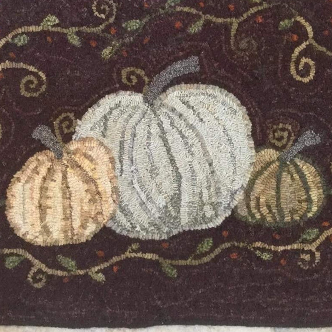 Rug Hooking Pattern Fall Pumpkins 18x27 Primitive Hooked | Etsy