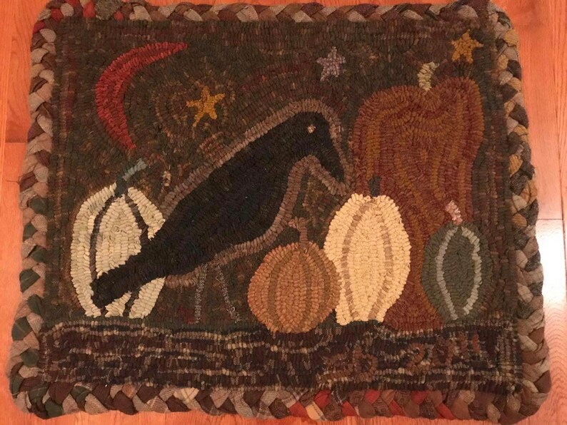 Rug Hooking Pattern Crow and Pumpkins 29 X 37 Primitive | Etsy