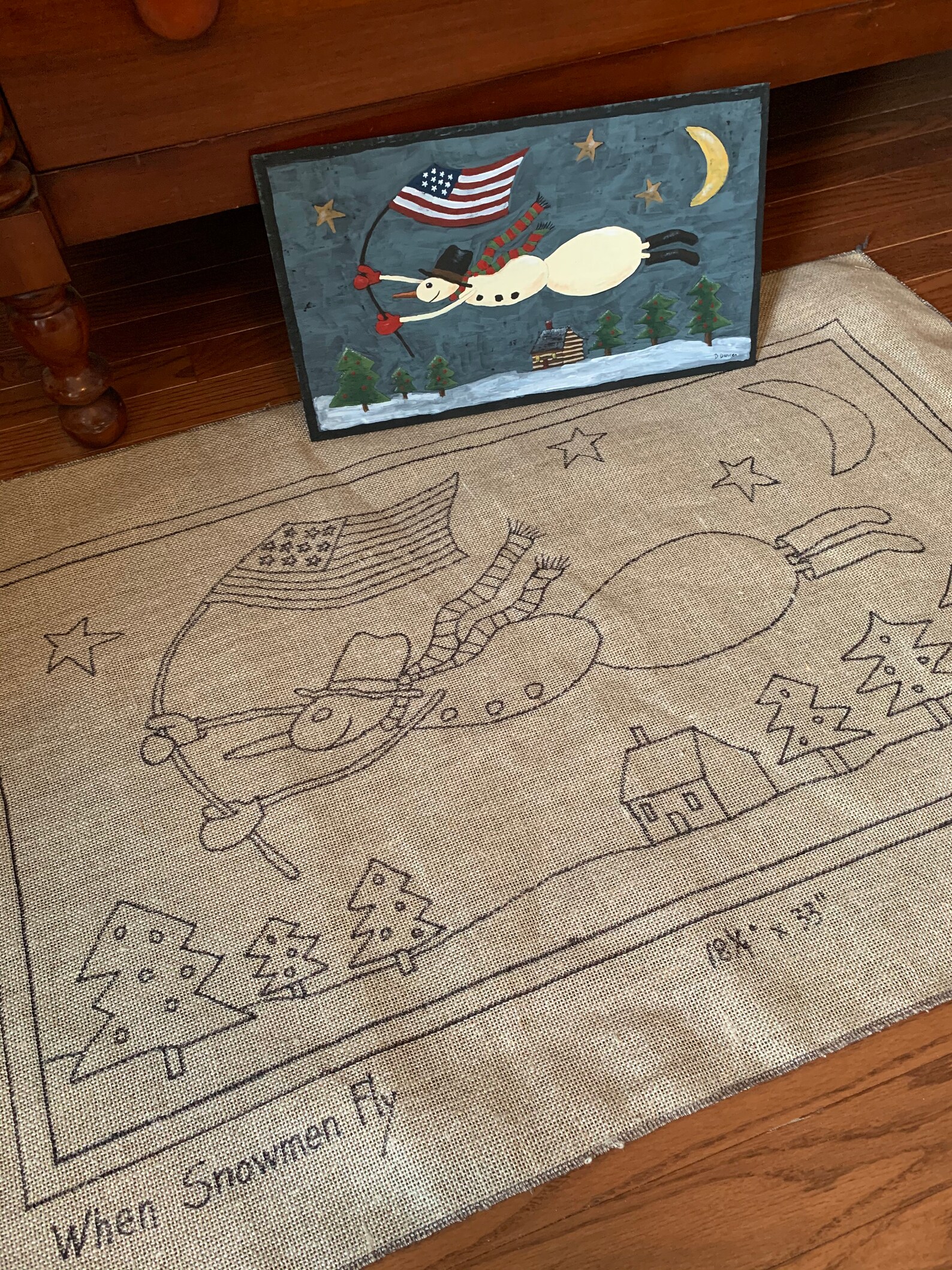 Rug Hooking Pattern When Snowmen Fly 18x33 Primitive | Etsy