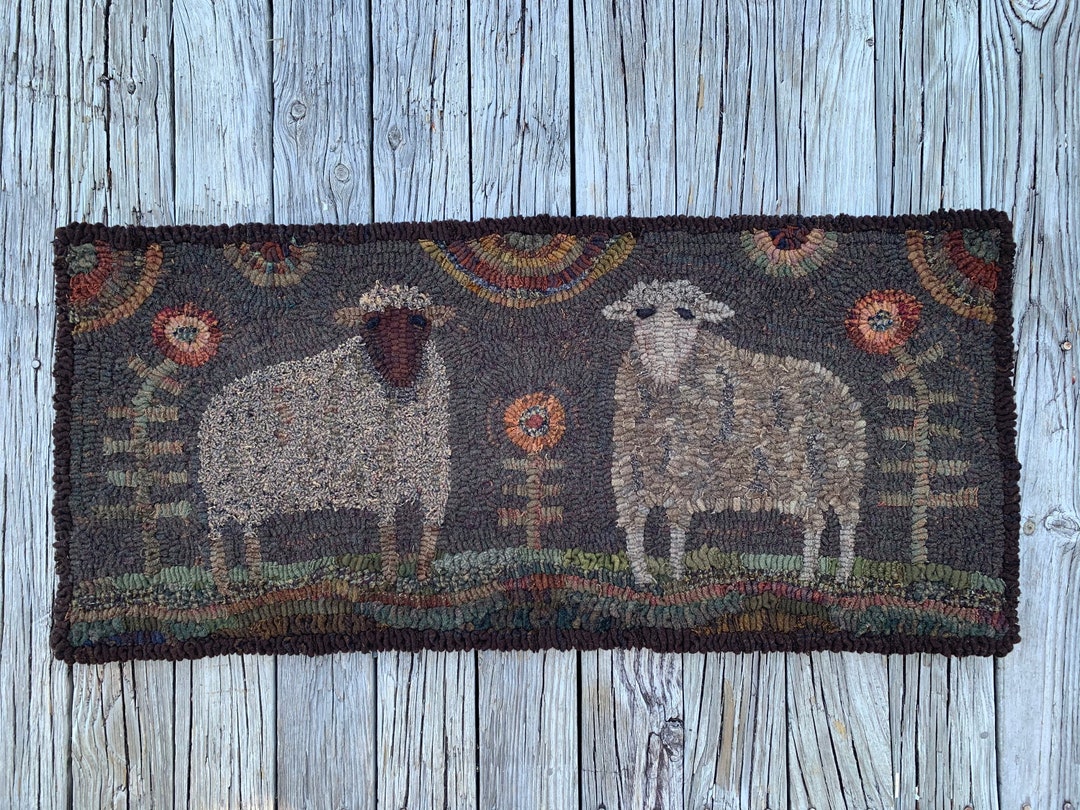 Rug Hooking Pattern, Merry Meadow Sheep, 14.5x33.5, Primitive,sheep ...