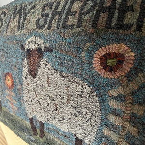 Rug Hooking PATTERN, the Lord is My Shepherd, 17x36, Primitive, Sheep, Psalm 23, Scripture ...