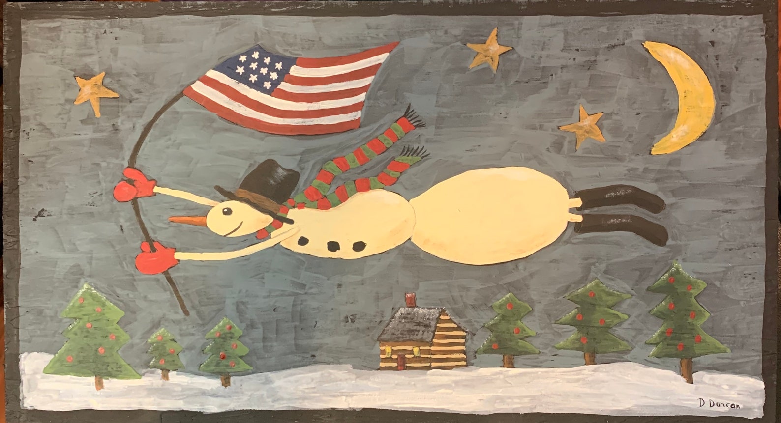 Rug Hooking Pattern When Snowmen Fly 18x33 Primitive | Etsy