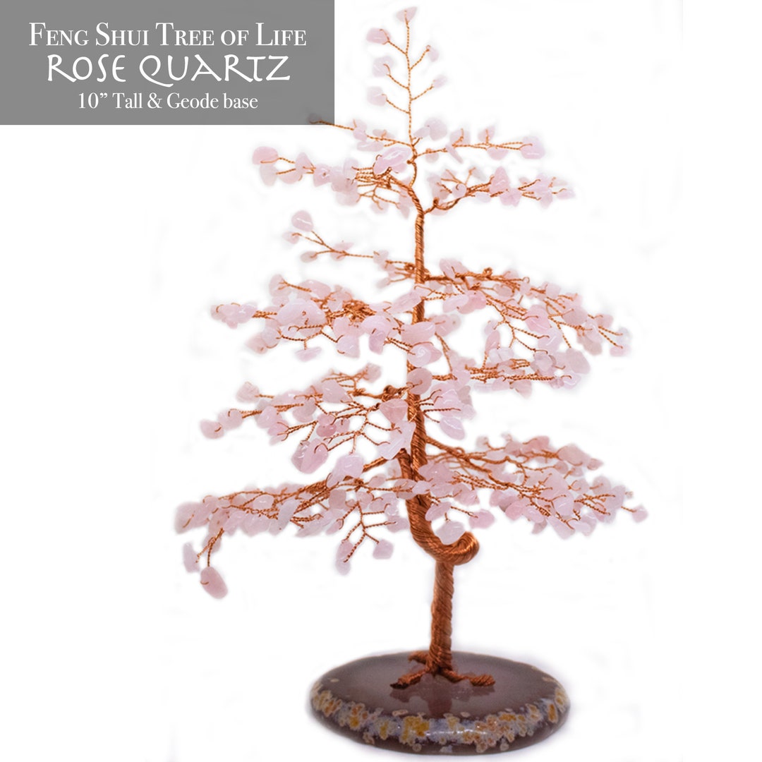 Feng Shui Tree of Life With Rose Quartz Leaves - Etsy