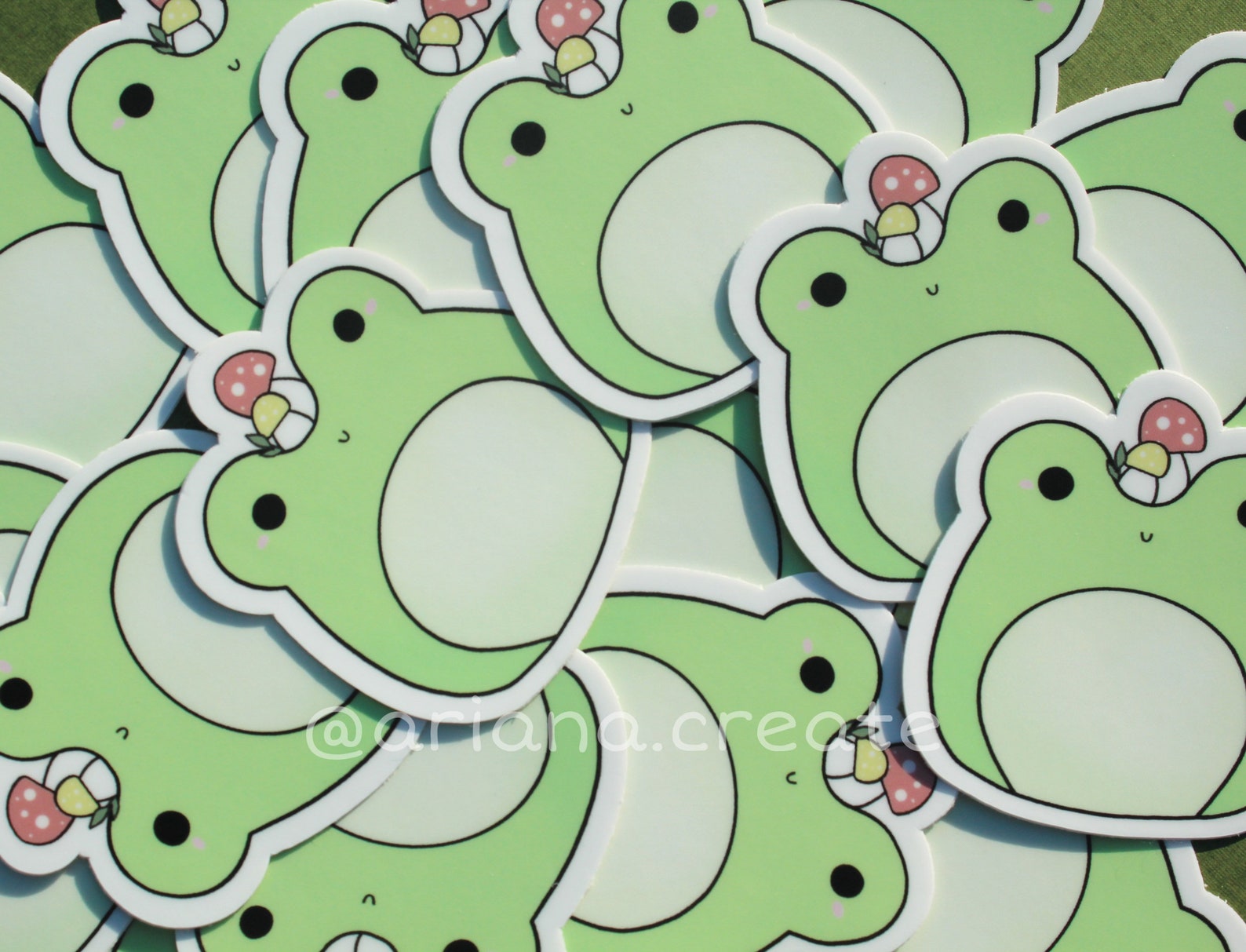Kawaii Froggy and Mushroom Sticker Hand Drawn Digital Art - Etsy