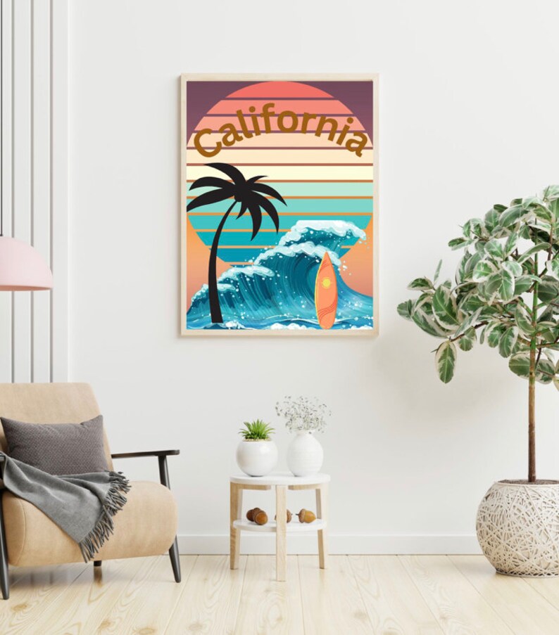 Vintage Style Printable Travel Poster California, Travel Printable Wall ...