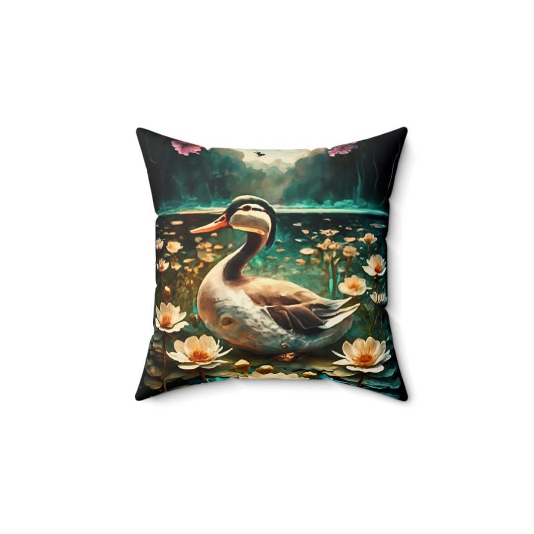 Spring Themed Mystical William Morris Monet Style Duck on Water Lilies ...