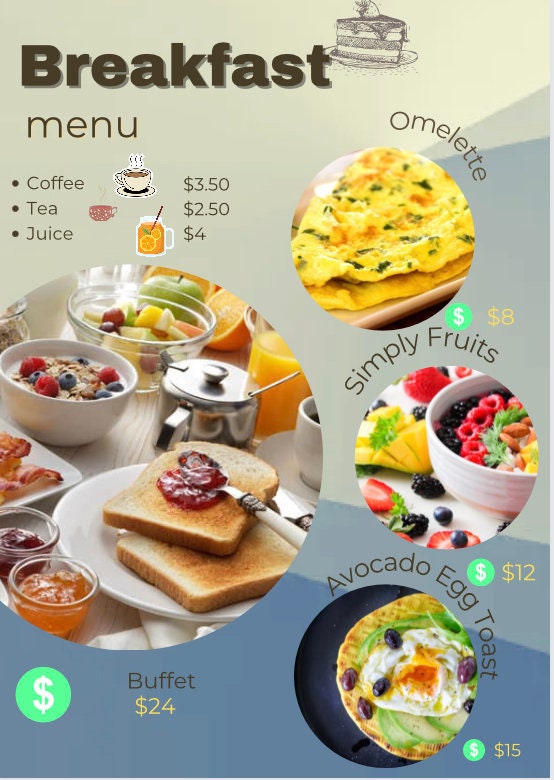 Luxury Breakfast Menu Template, Menu Template Download, Hotel ...