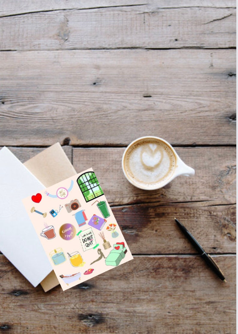 Cute Self Care Planner Stickers, Set of 20 PNG, Mental Health and ...