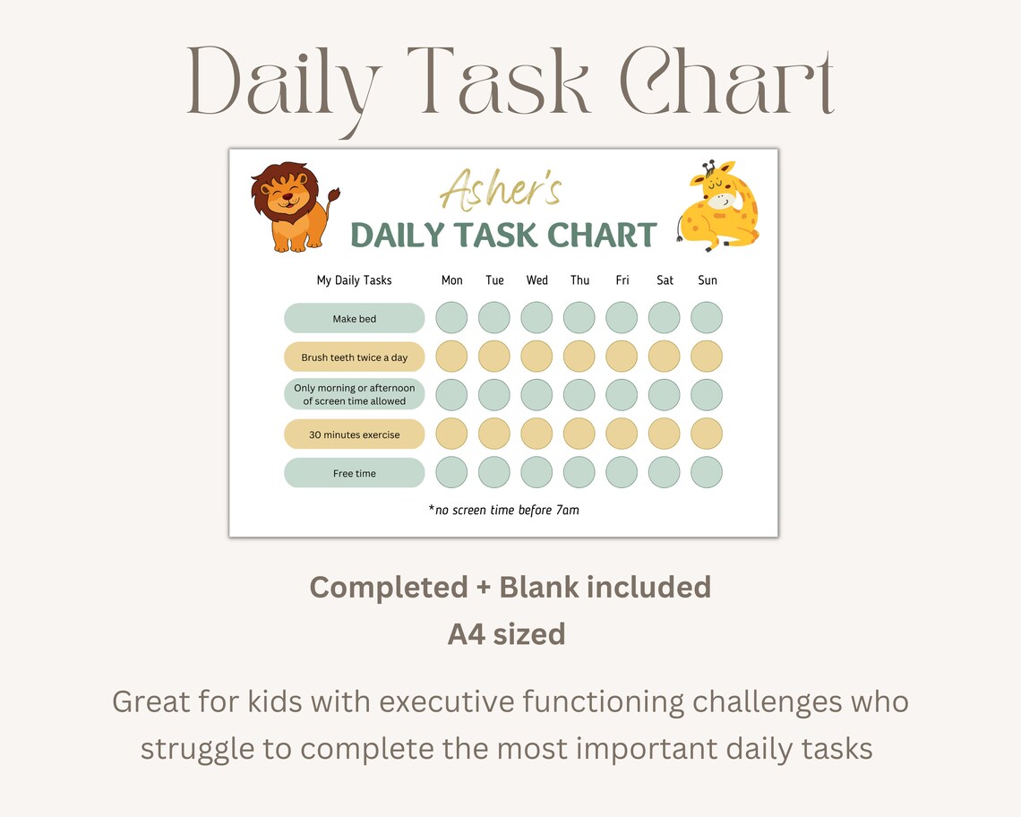 Editable Daily Task Chart Kids Task Chart Task Chart Printable Special ...