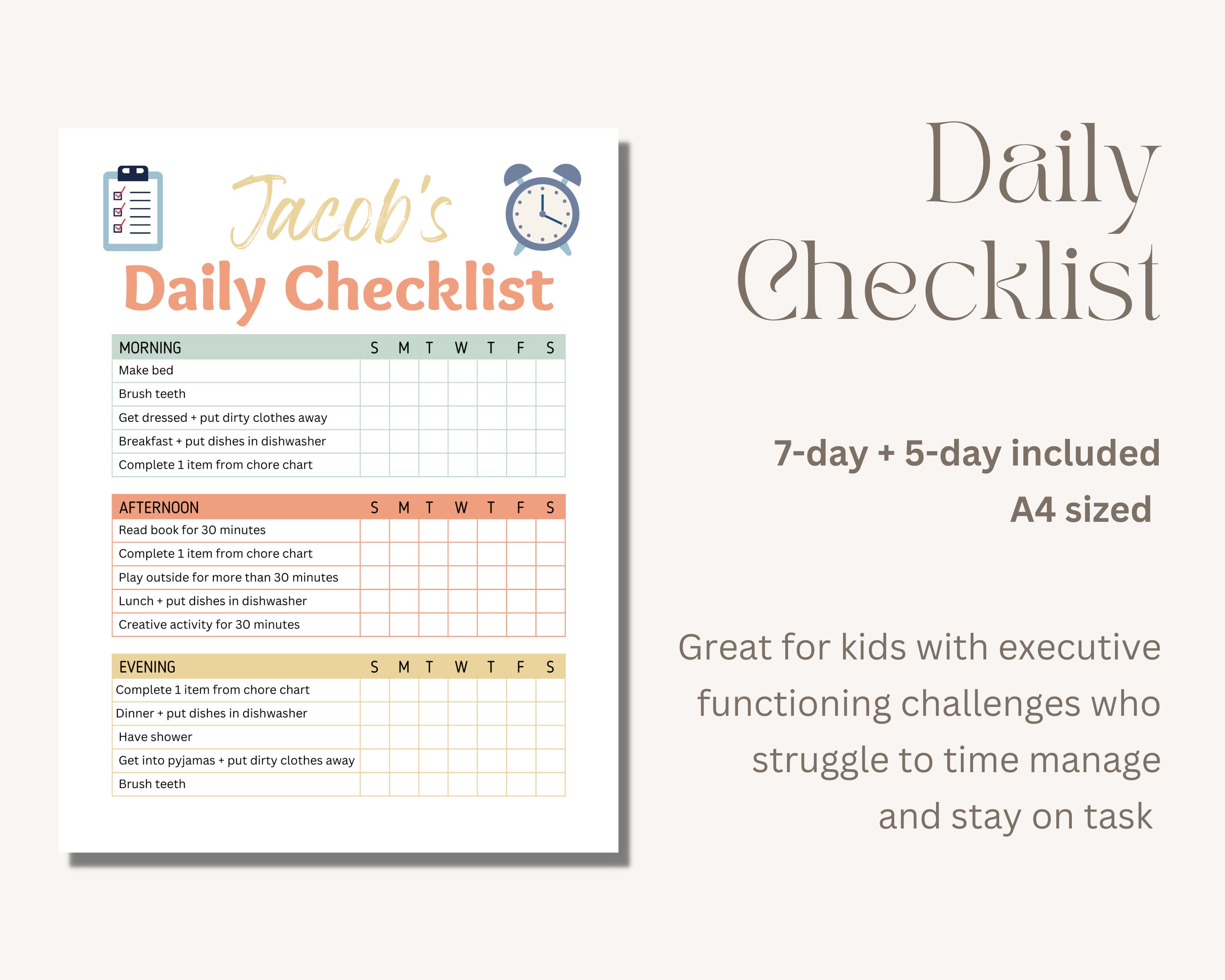 Editable Daily Checklist Kids Checklist Daily Routine Chart Printable ...