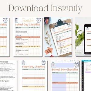 Editable School Day Checklist Kids Checklist Daily Routine Chart ...