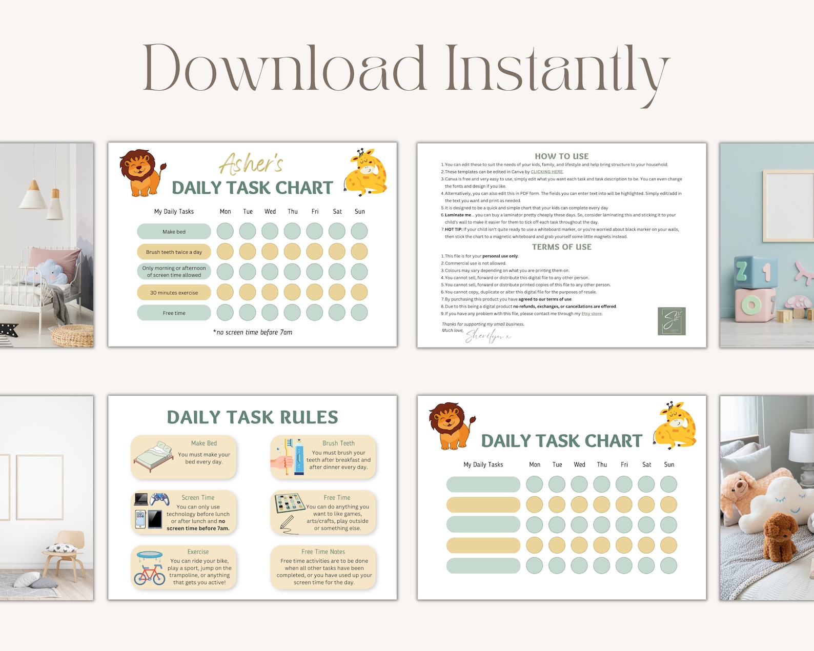 Editable Daily Task Chart Kids Task Chart Task Chart Printable Special ...