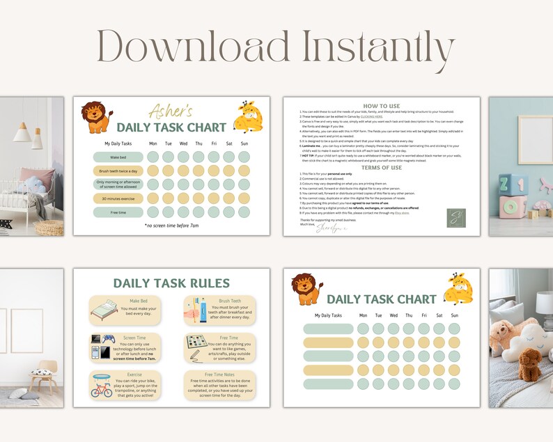 Editable Daily Task Chart Kids Task Chart Task Chart Printable Special ...