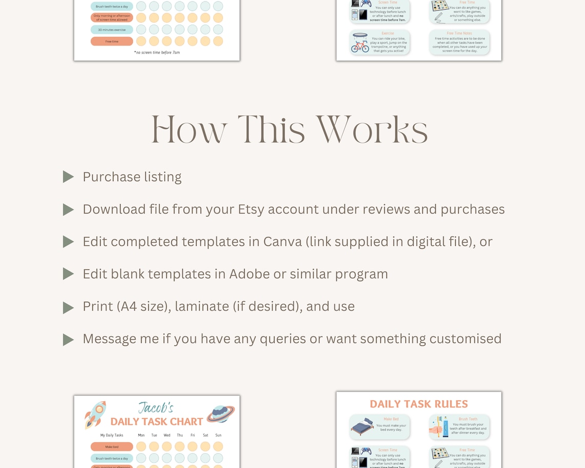 Fun Chart for Kids: Daily Tasks Made Easy | Kids' Daily Task Chart ...