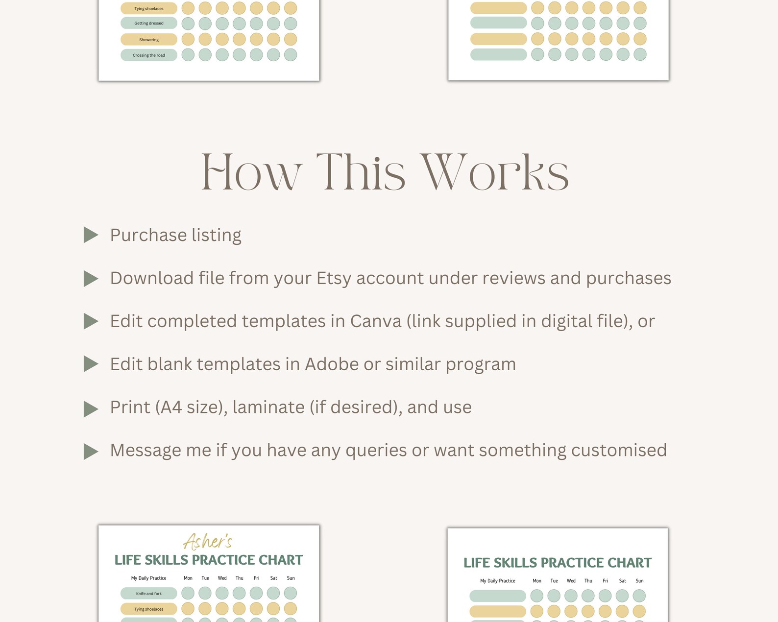 Editable Skills Chart Therapy Chart Life Skills Chart Special Needs ...