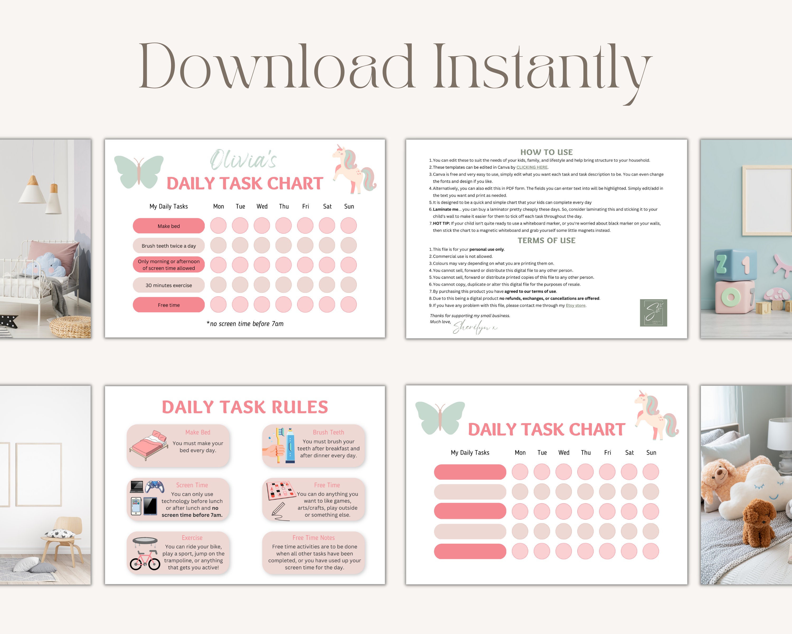 Editable Daily Task Chart Kids Task Chart Task Chart Printable Special ...