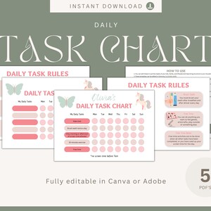 Editable Daily Task Chart Kids Task Chart Task Chart Printable Special ...