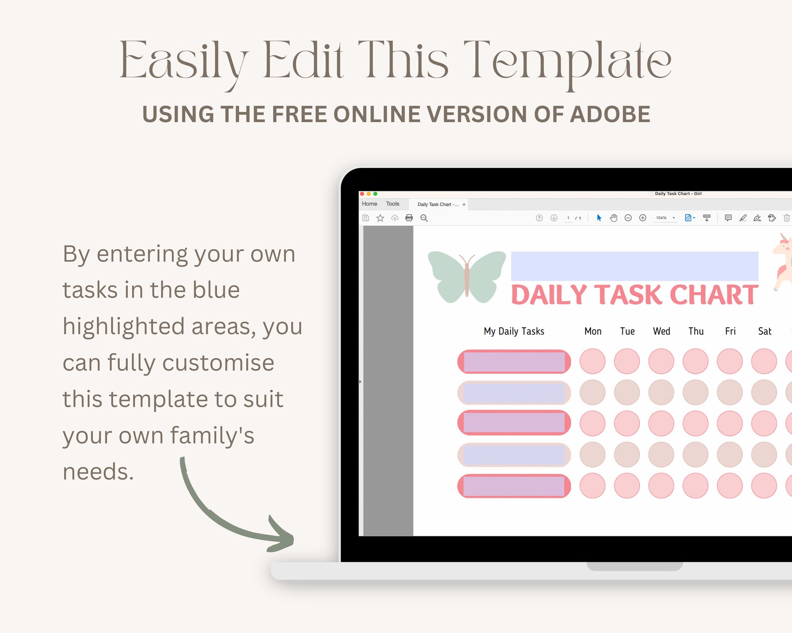 Editable Daily Task Chart Kids Task Chart Task Chart Printable Special ...