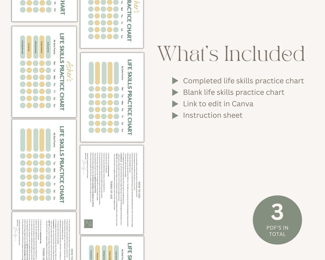 Editable Skills Chart Therapy Chart Life Skills Chart Special Needs ...