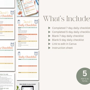 Editable Daily Checklist Kids Checklist Daily Routine Chart Printable ...