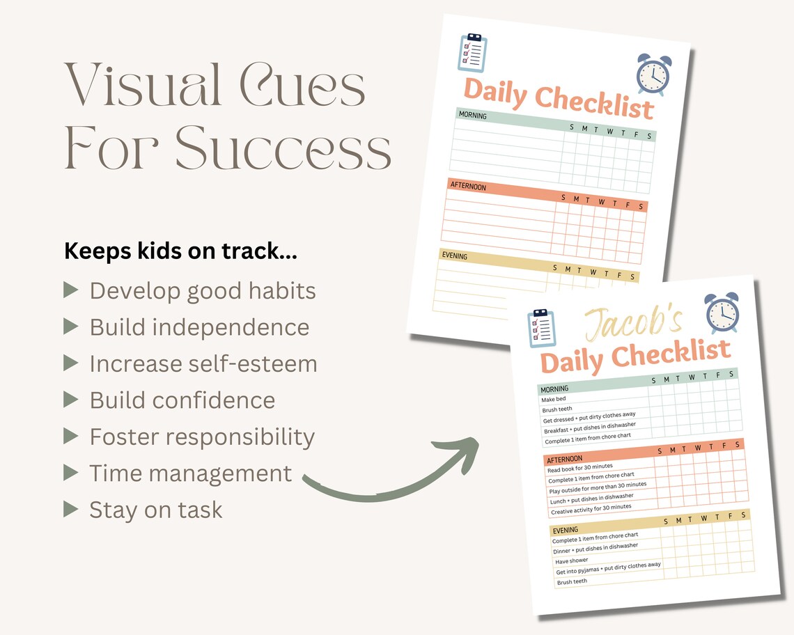 Editable Daily Checklist Kids Checklist Daily Routine Chart Printable ...