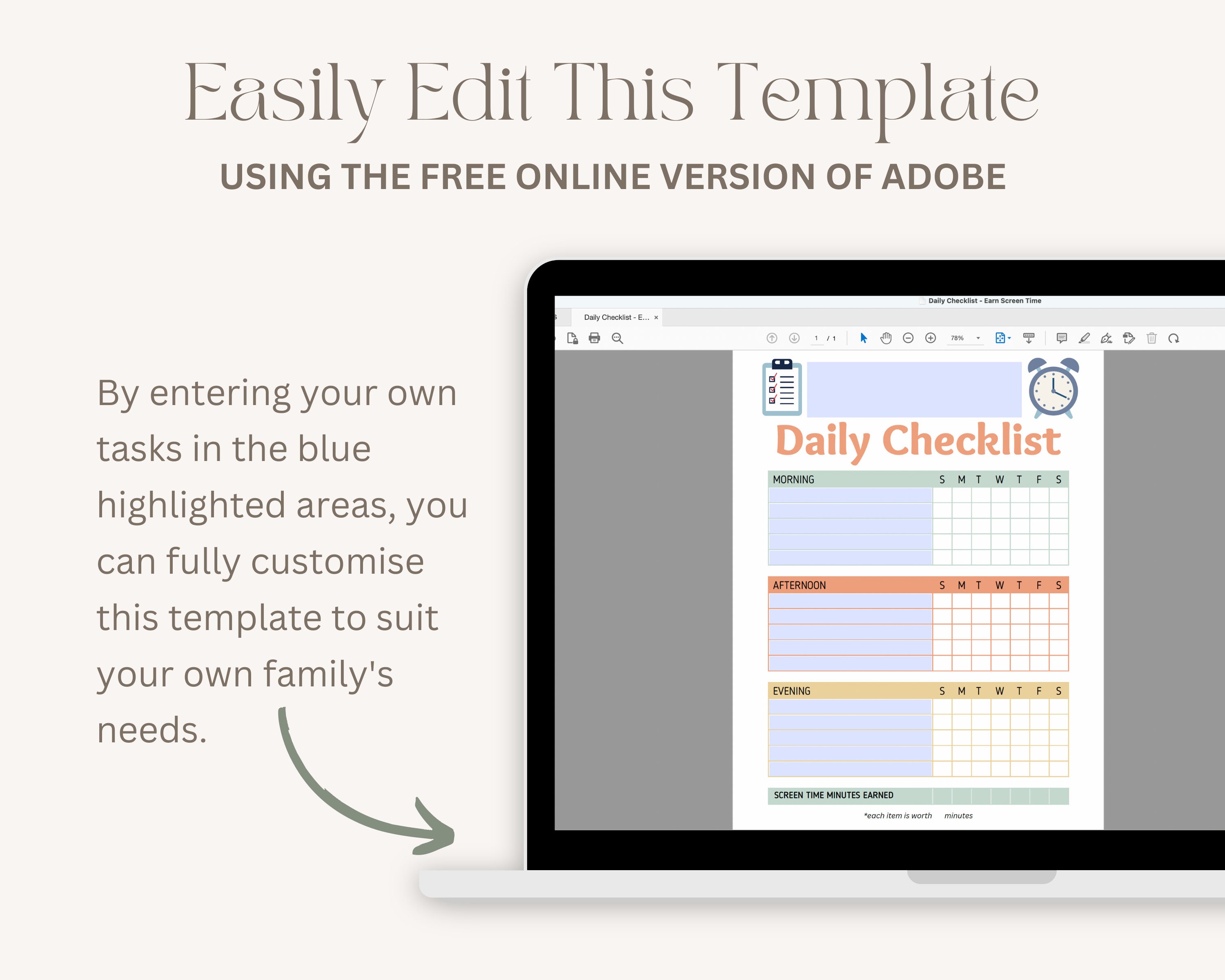 Editable Daily Checklist Kids Checklist Daily Routine Chart Printable ...