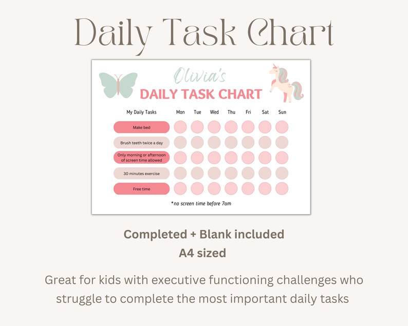 Editable Daily Task Chart Kids Task Chart Task Chart Printable Special ...