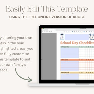Editable School Day Checklist Kids Checklist Daily Routine Chart ...