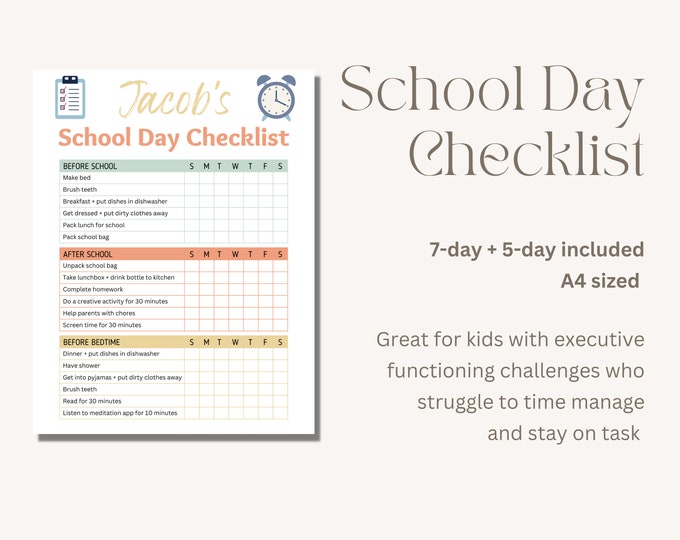 School Day Checklist - Etsy Canada