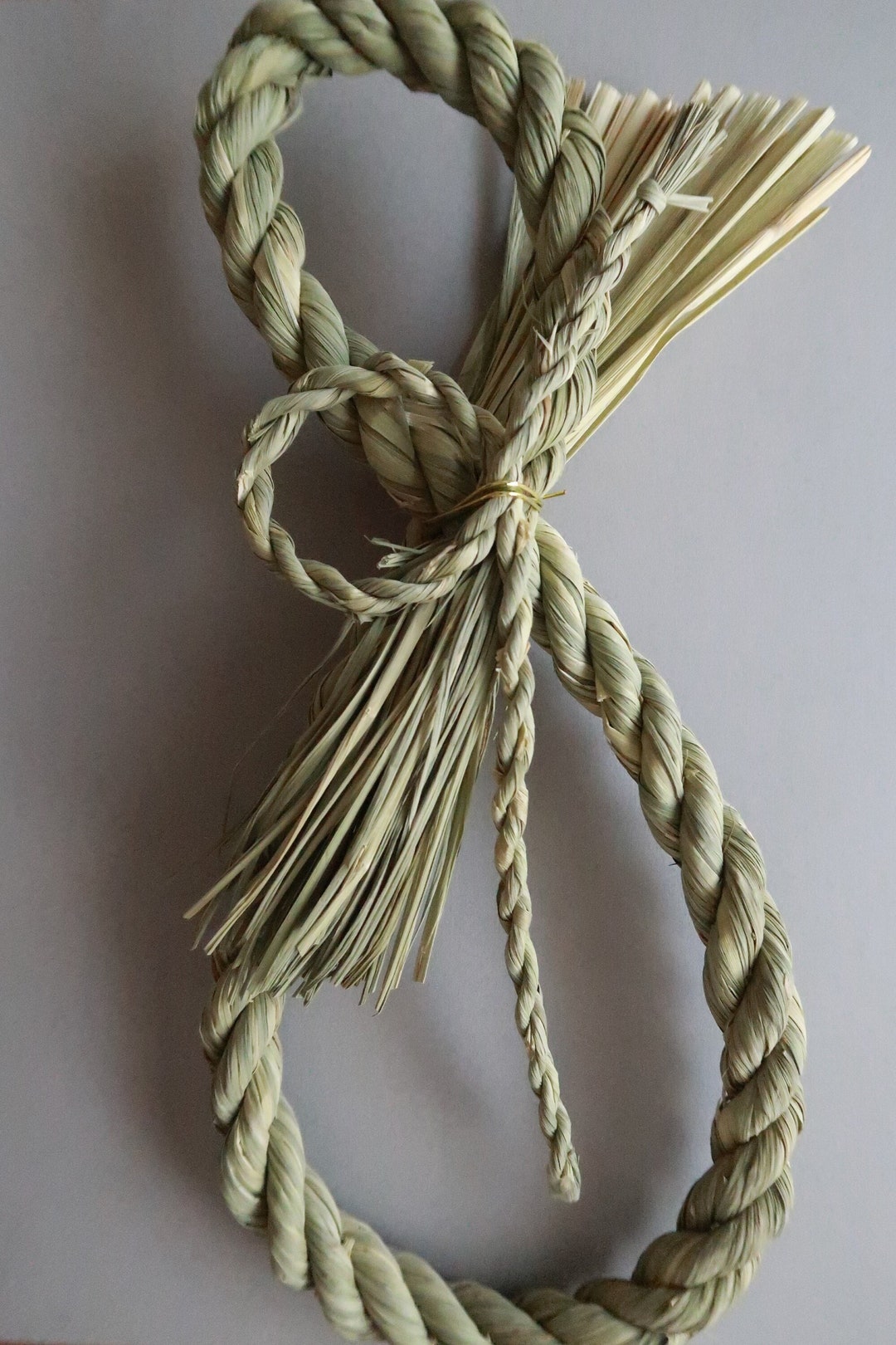 Wall Decor, Shimenawa, Straw, Sacred Rope, Lucky Ornament, 14×32cm 5.5× ...
