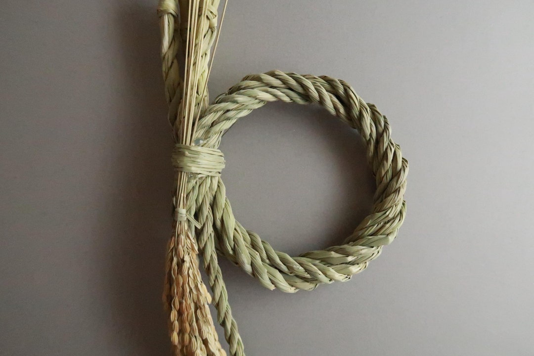 Wall Decor, Shimenawa, Straw, Sacred Rope, Lucky Ornament, 14×45cm 5.5× ...