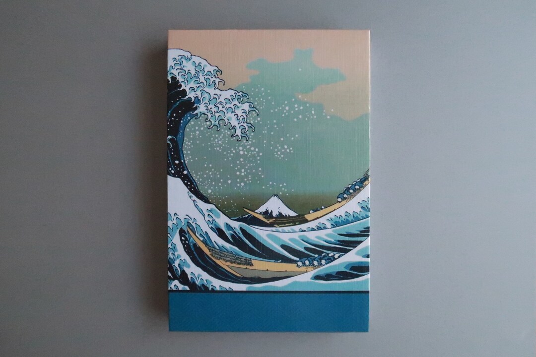 Japanese Goshuincho, Hokusai Katsushika wave, Folding Stampbook, Washi ...