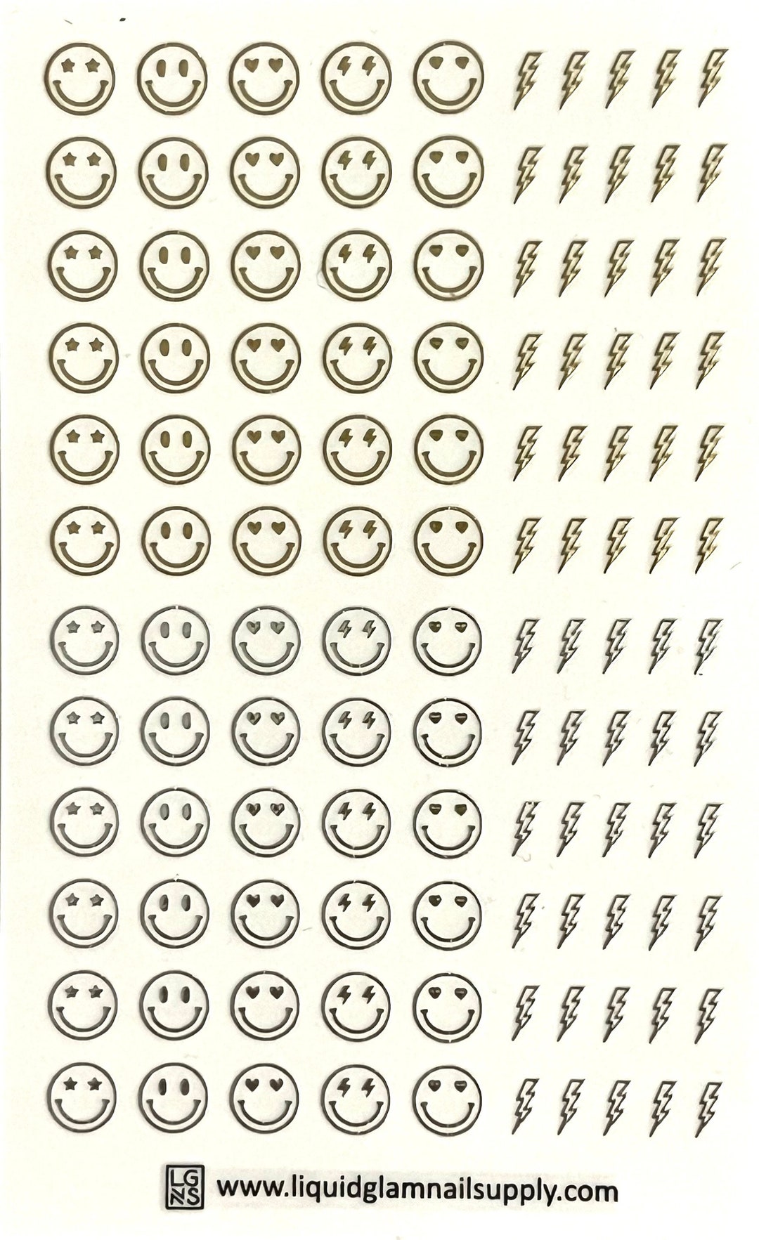 Gold & Silver Metallic Happy Smiley Faces/lighting Bolts Self Adhesive ...