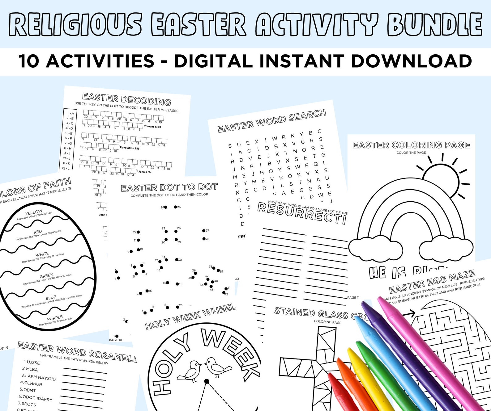 Easter Worksheets Printable Easter Bundle Homeschool | Etsy