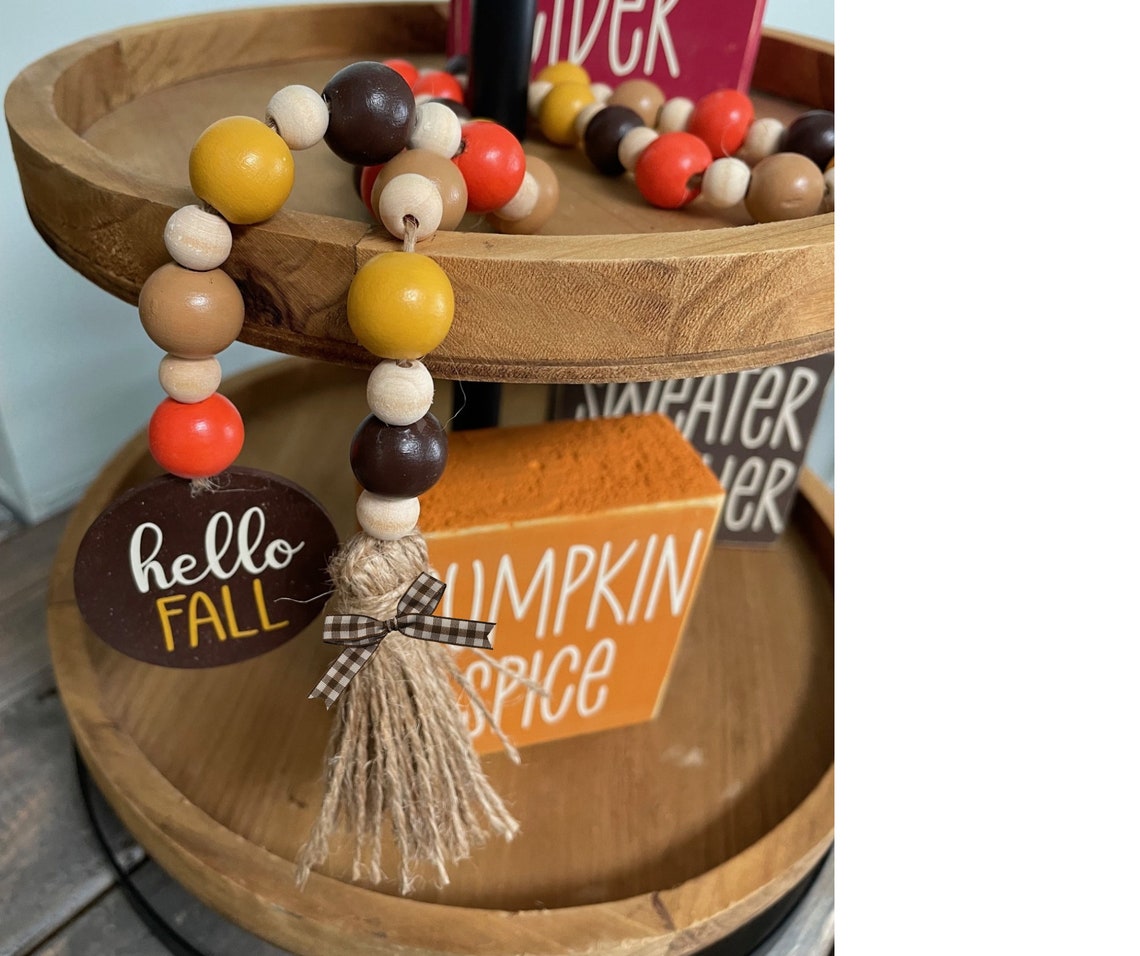 Hello Fall Bead Garland, Fall Tiered Tray Decor, Fall Farmhouse Decor ...