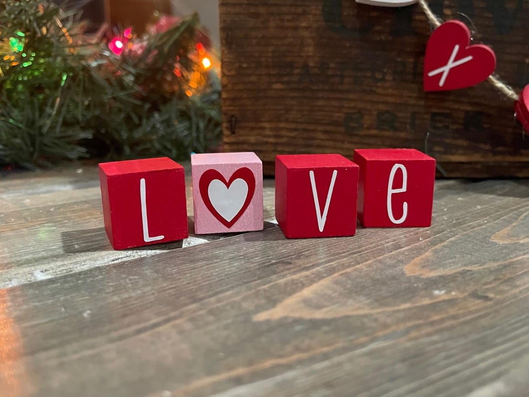 Miniature Valentine Blocks, LOVE Blocks, Valentine Kitchen Decor ...