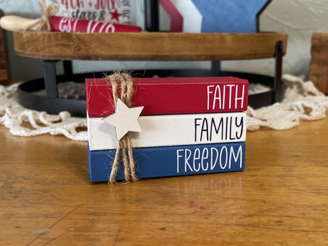 Mini Patriotic Block Stack, Patriotic Decor, Patriotic Tiered Tray ...