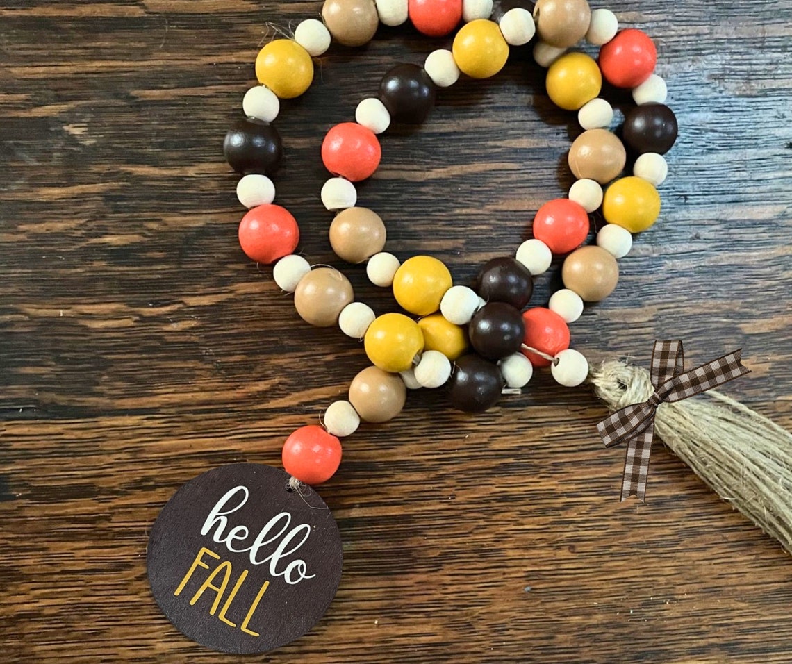 Hello Fall Bead Garland, Fall Tiered Tray Decor, Fall Farmhouse Decor ...