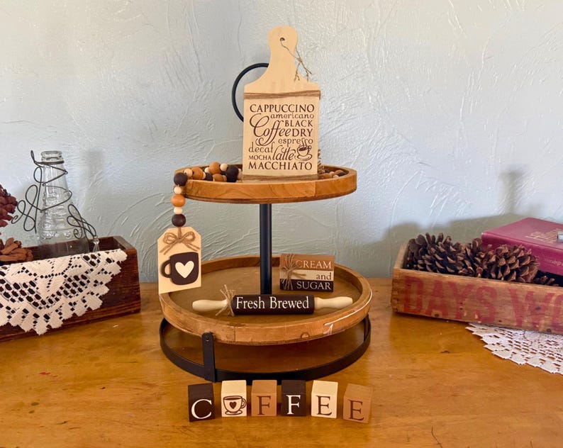 COFFEE Blocks, Coffee Bar Decor, Coffee Decor, Tiered Tray Decor ...
